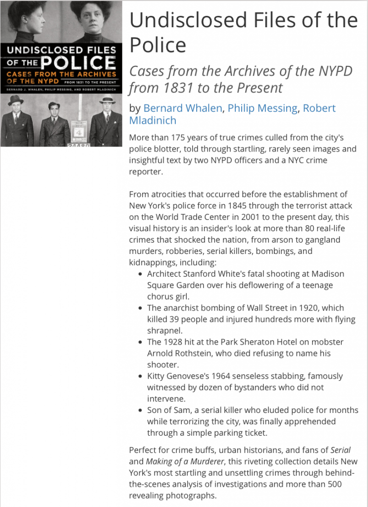 New Book Review: Undisclosed Files of the Police; Cases from the ...